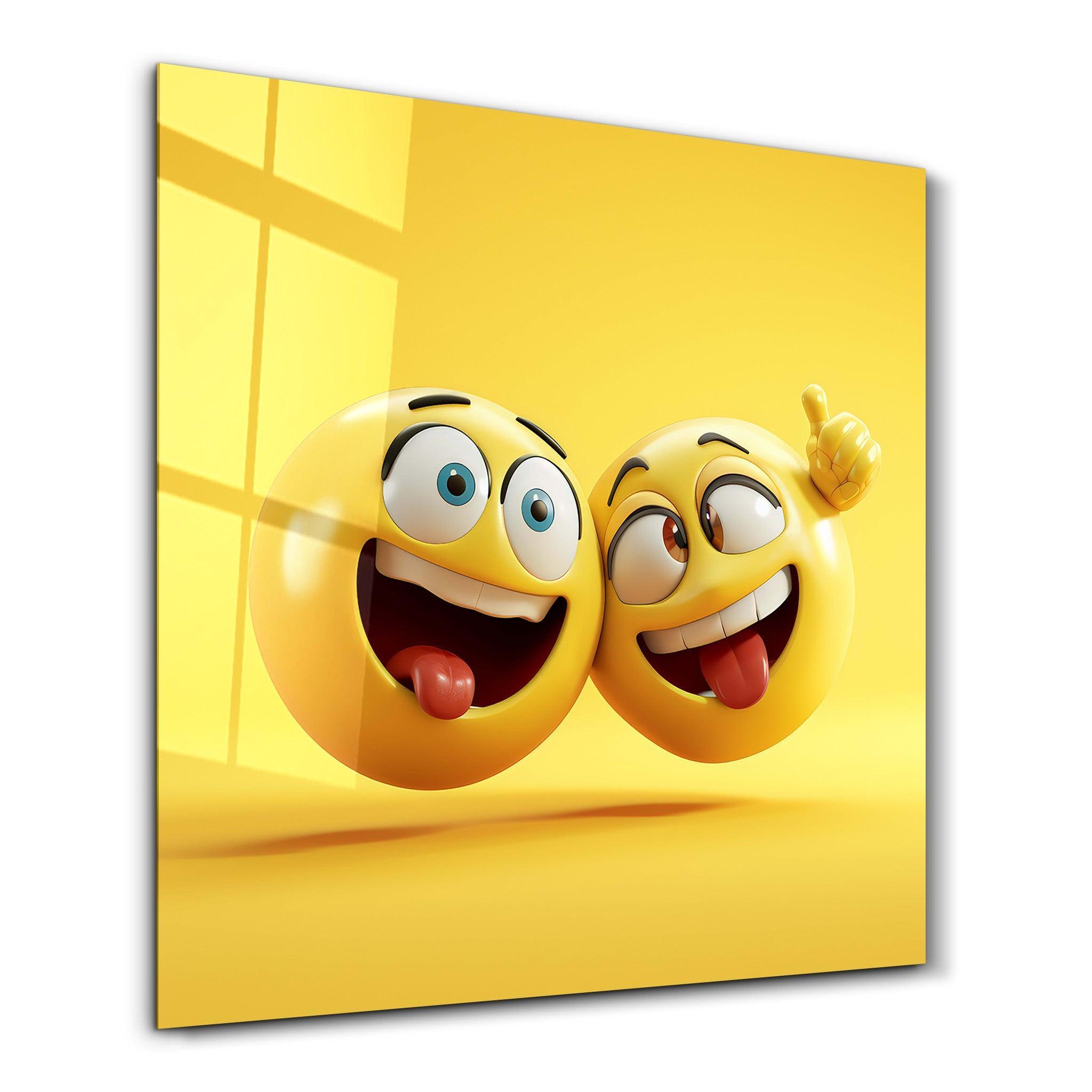 Cheerful Smileys | Glass Wall Art – Artdesigna
