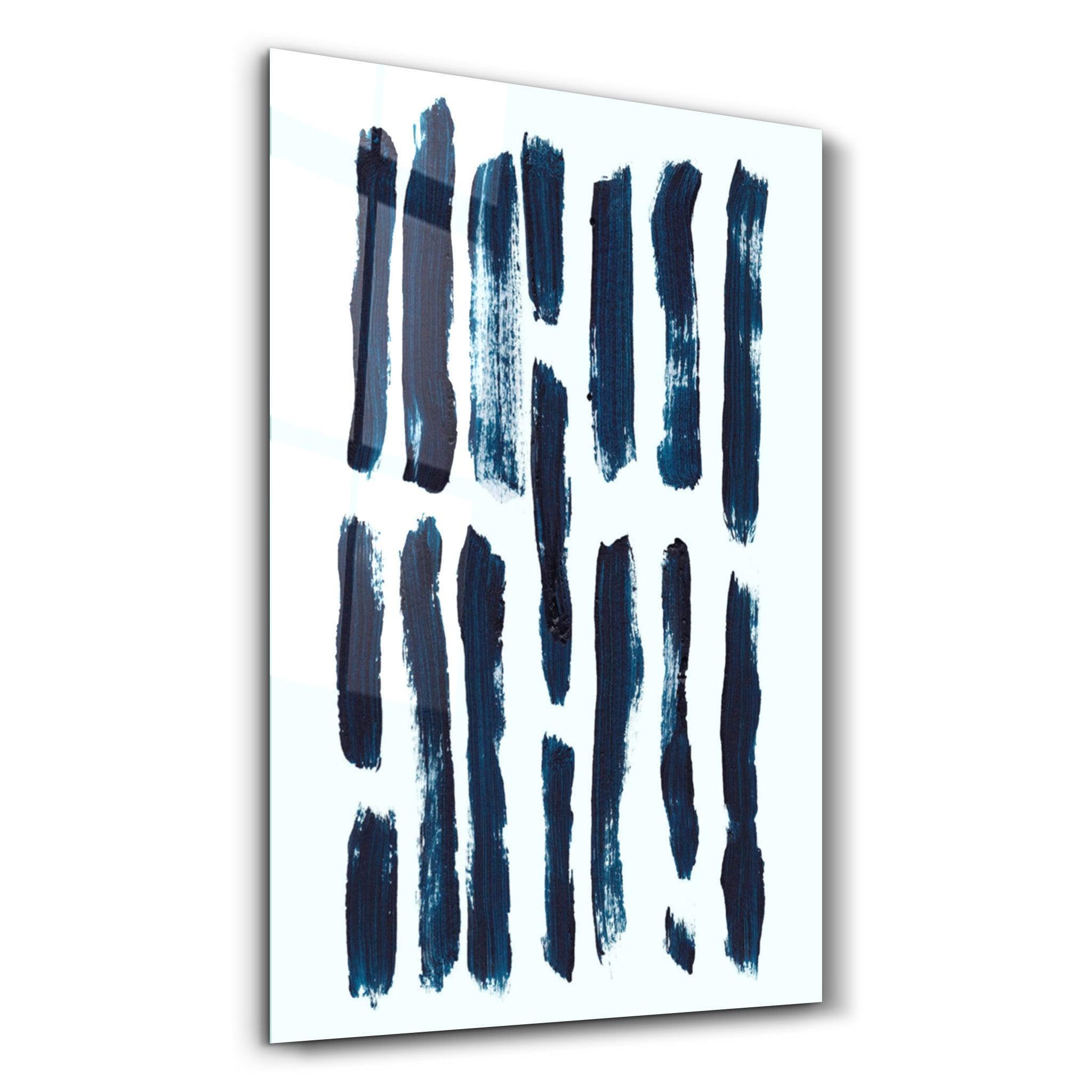 Blue Brush Marks V2 | Glass Wall Art – Artdesigna