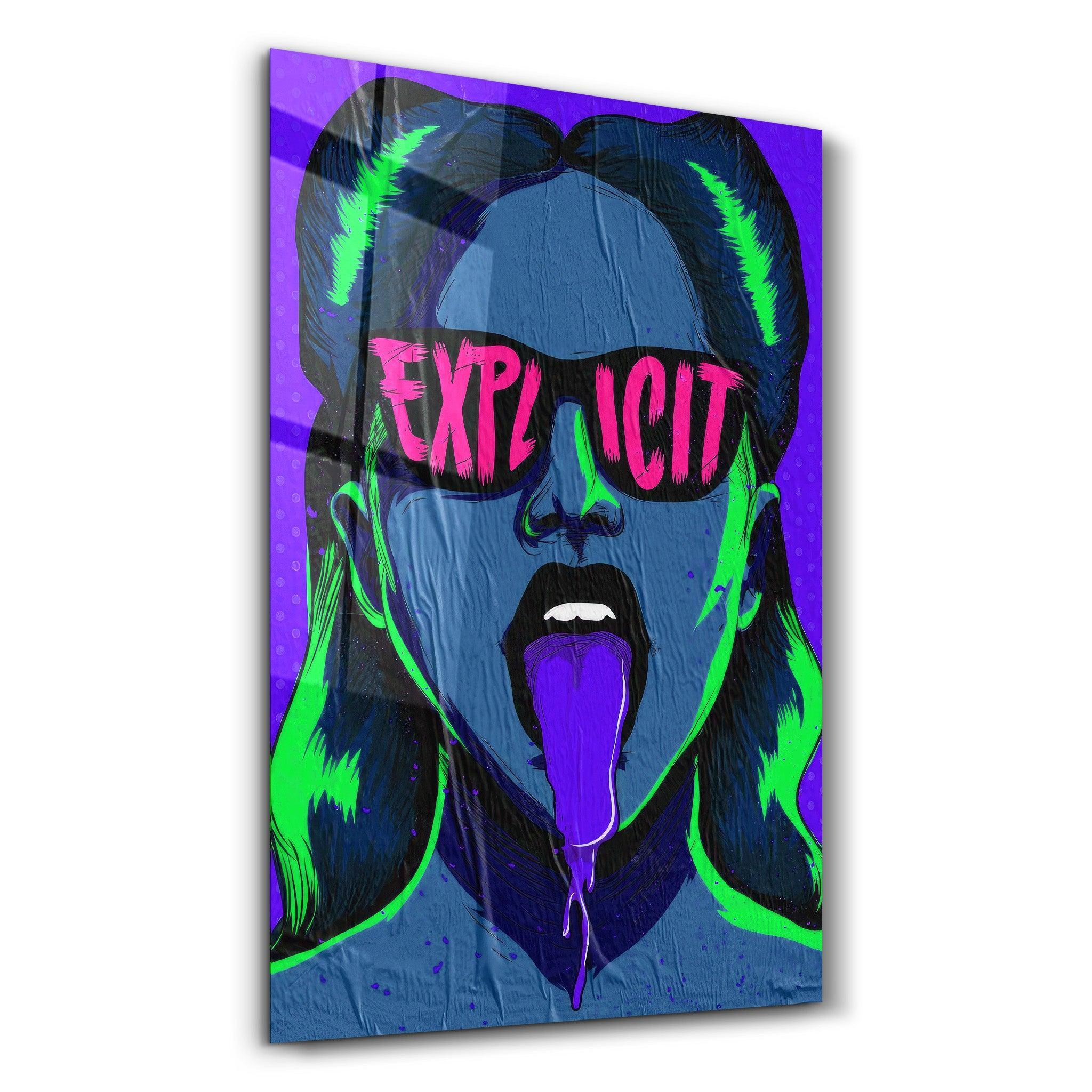Explicit - Blue | Designer's Collection Glass Wall Art | Artdesigna