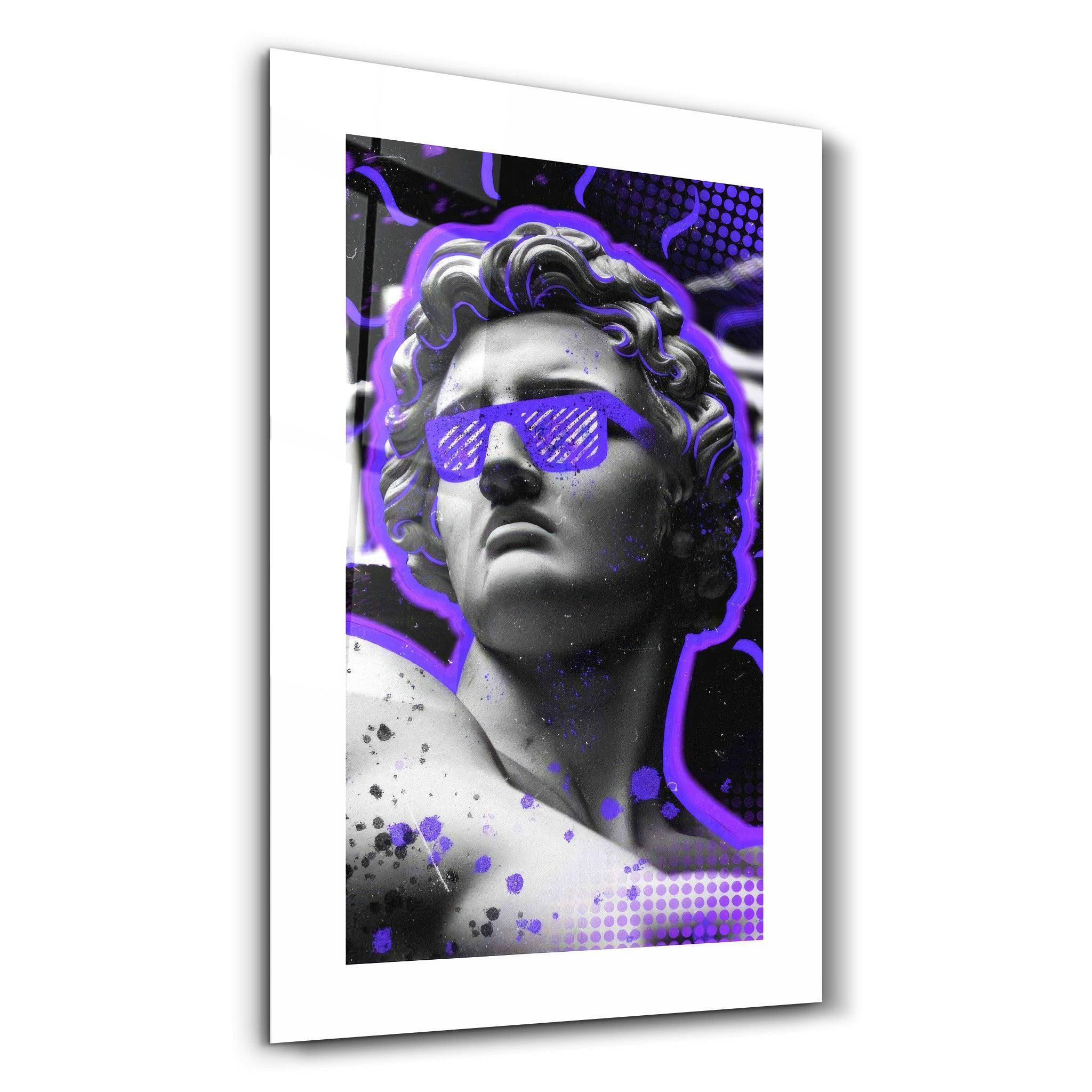 Statue Pop Art Purple | Designer's Collection Glass Wall Art – Artdesigna