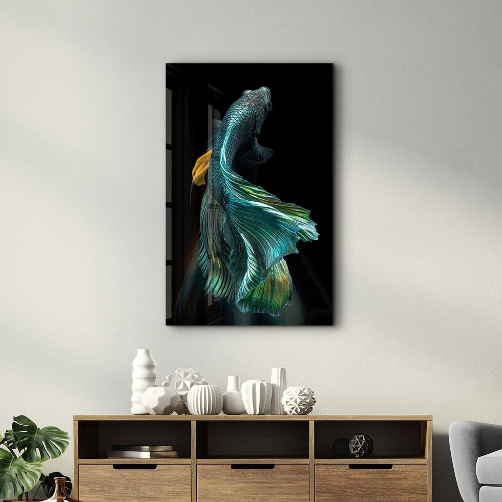 Blue Fish | Glass Wall Art – Artdesigna