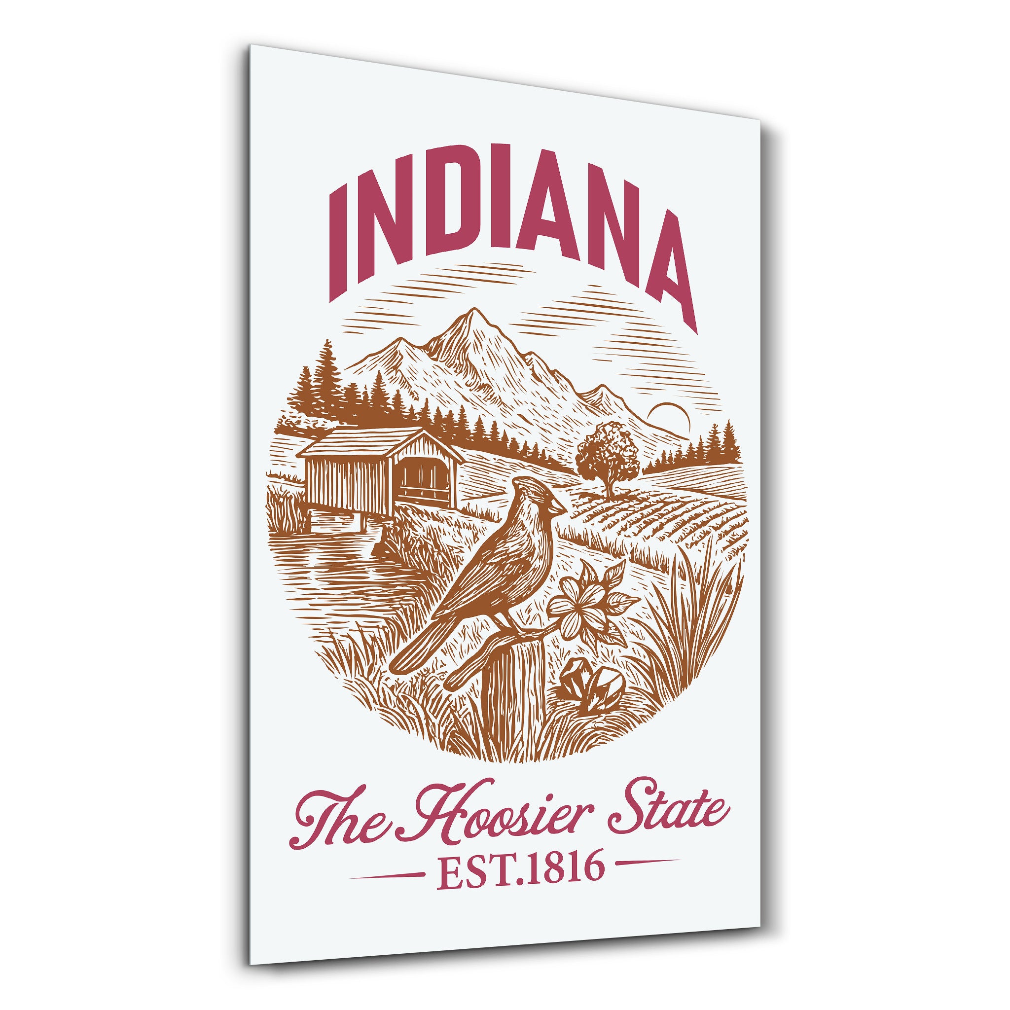 Indiana The Hoosier State | Glass Wall Art – Artdesigna