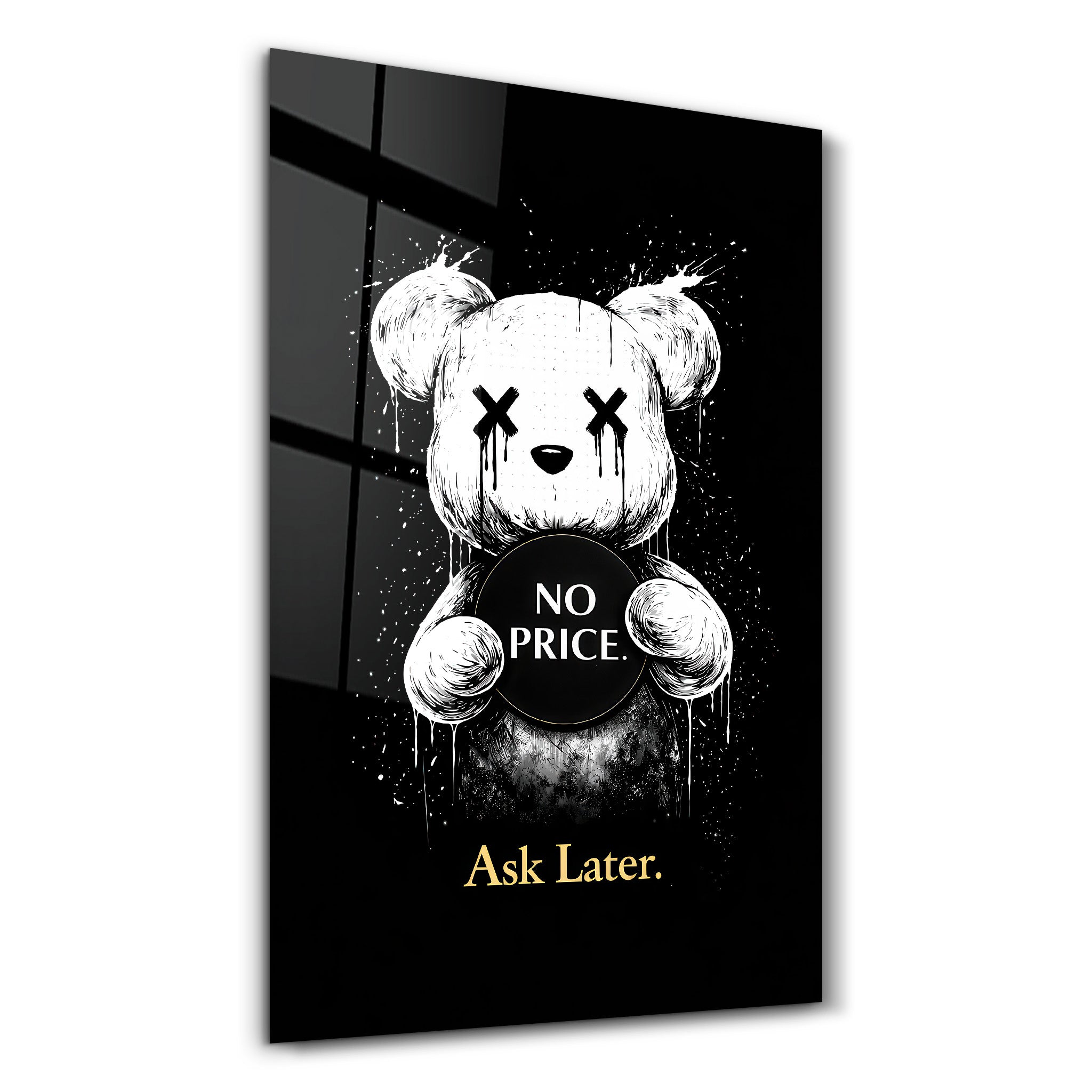 Ask Later x Sugar Teddy | Glass Wall Art – Artdesigna