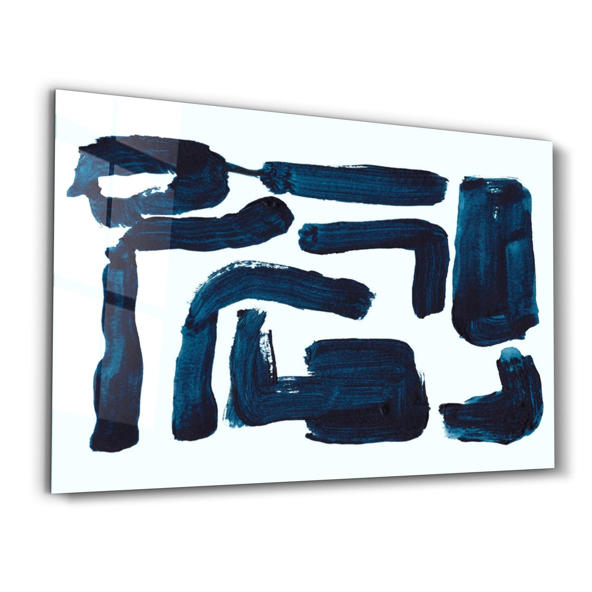 Blue Brush Marks | Glass Wall Art – ArtDesigna Glass Printing Wall Art