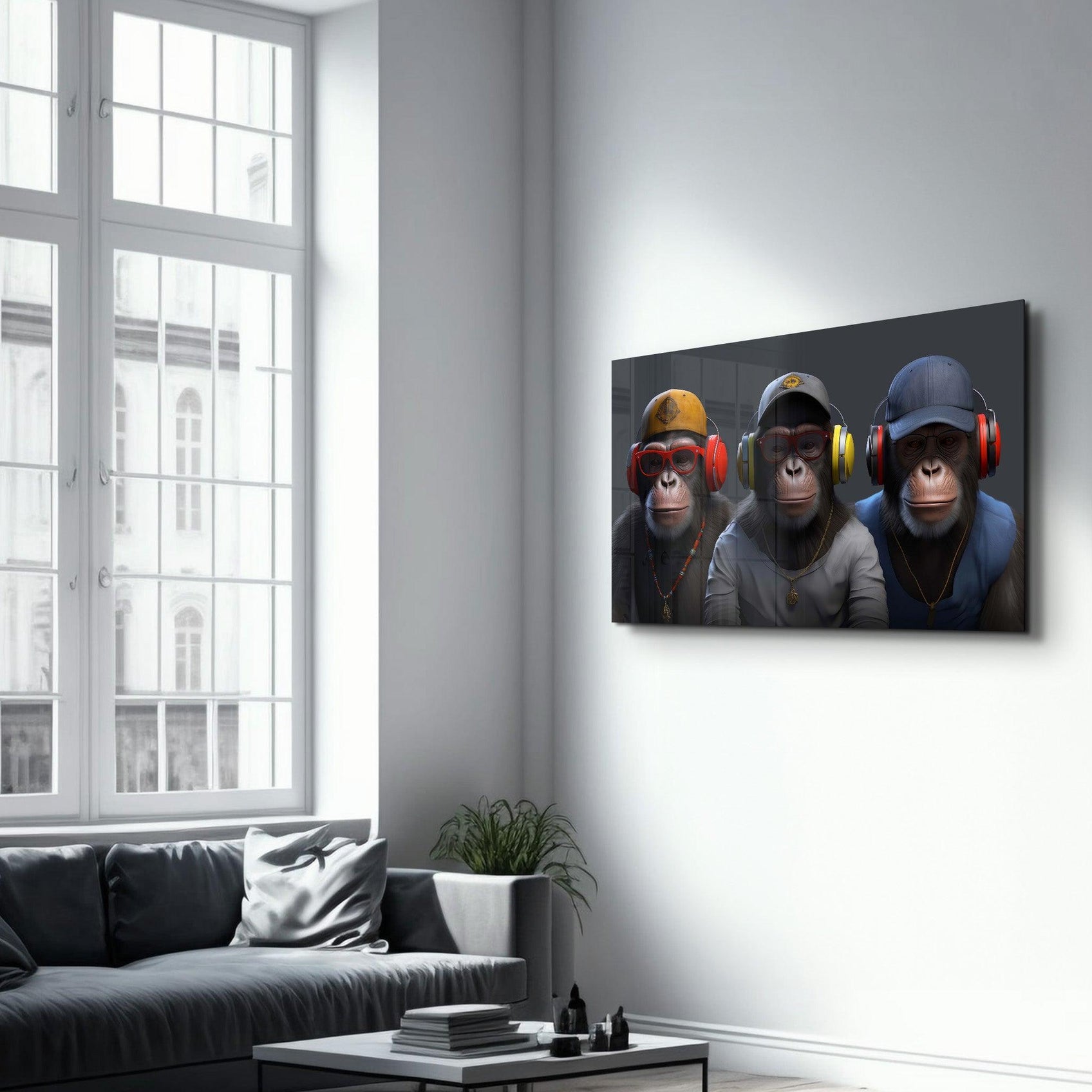 3 monkeys | Glass Wall Art – Artdesigna
