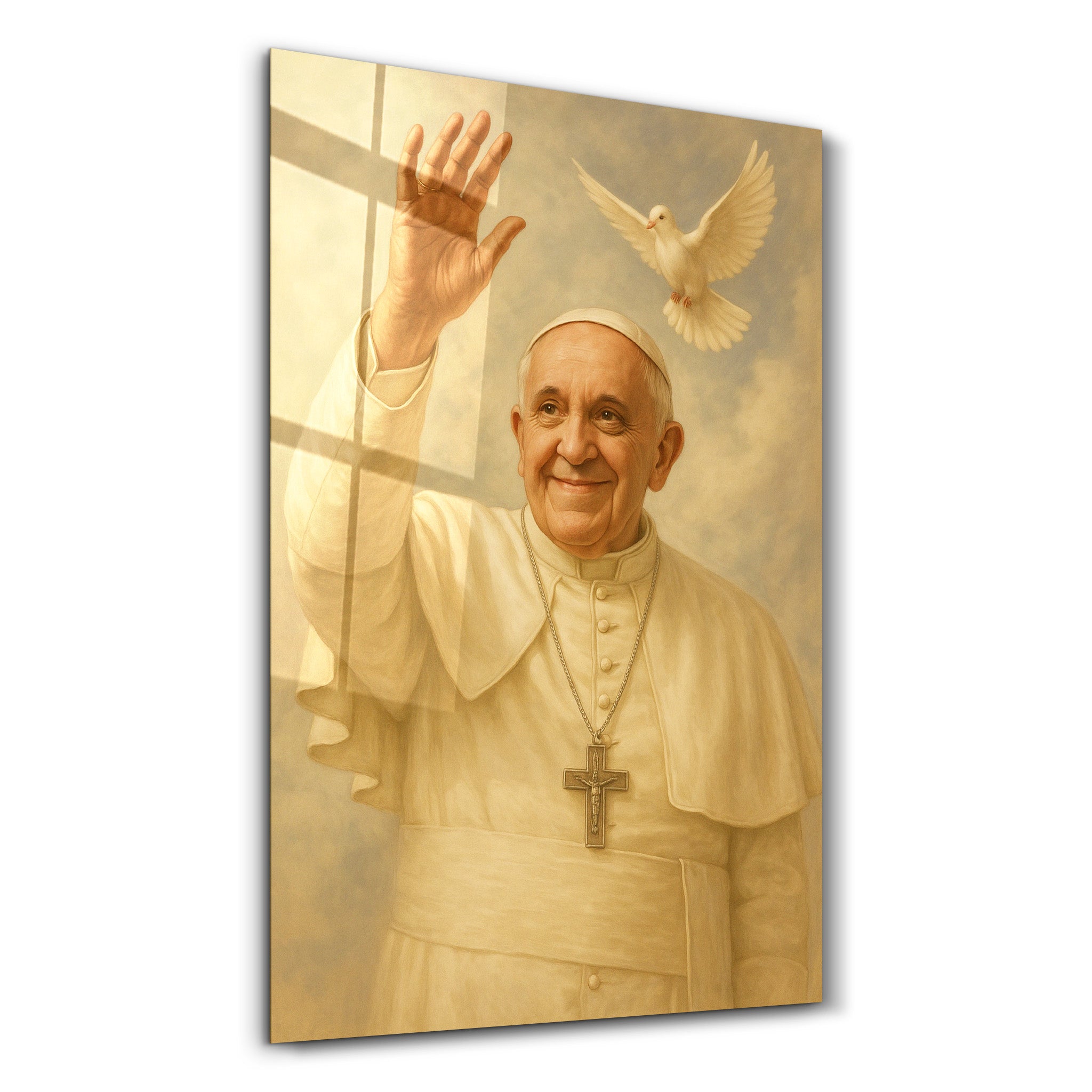 Blessings and Peace - Papal Portrait Glass Wall Art – Artdesigna