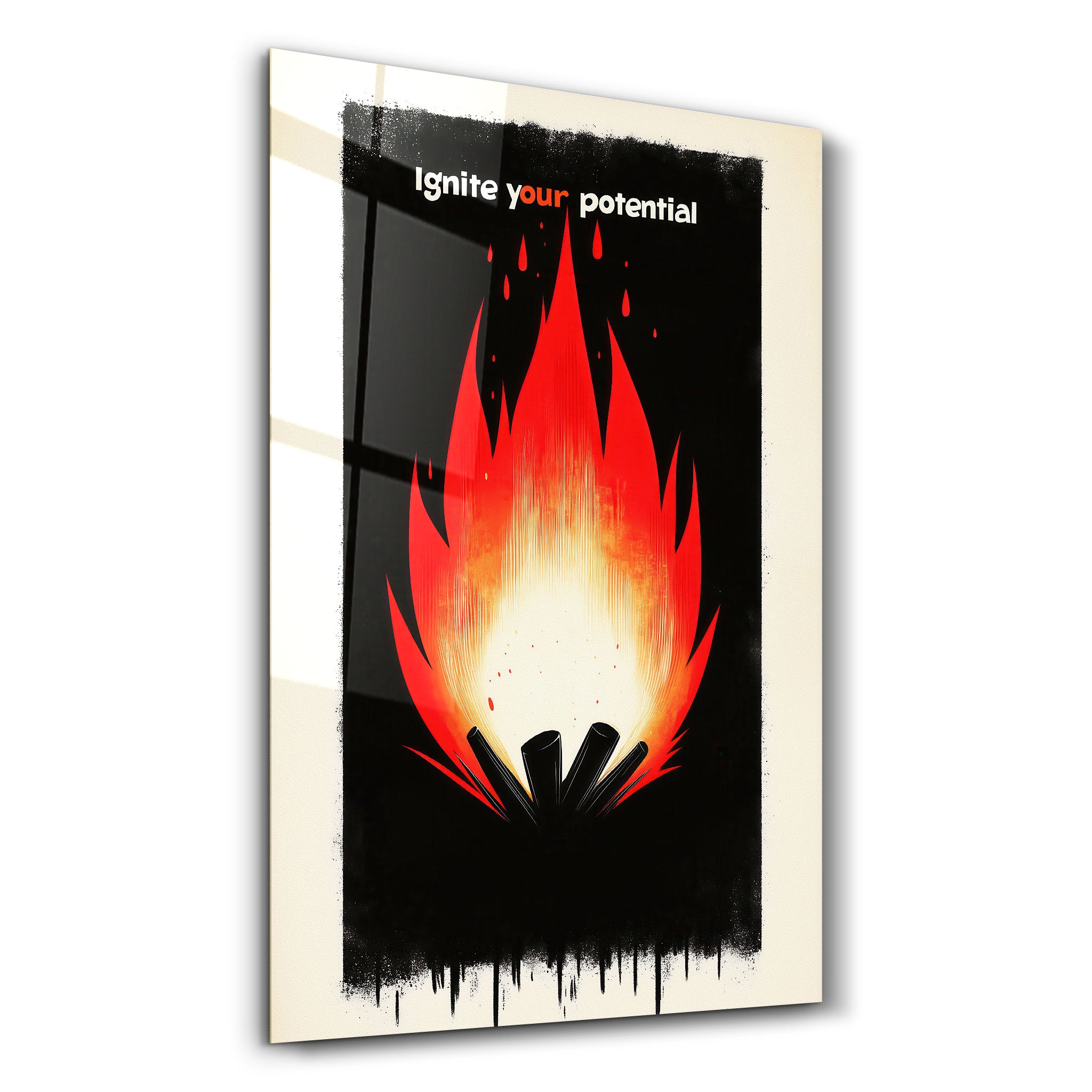 Ignite Your Potential - Motivational Glass Wall Art | Artdesigna