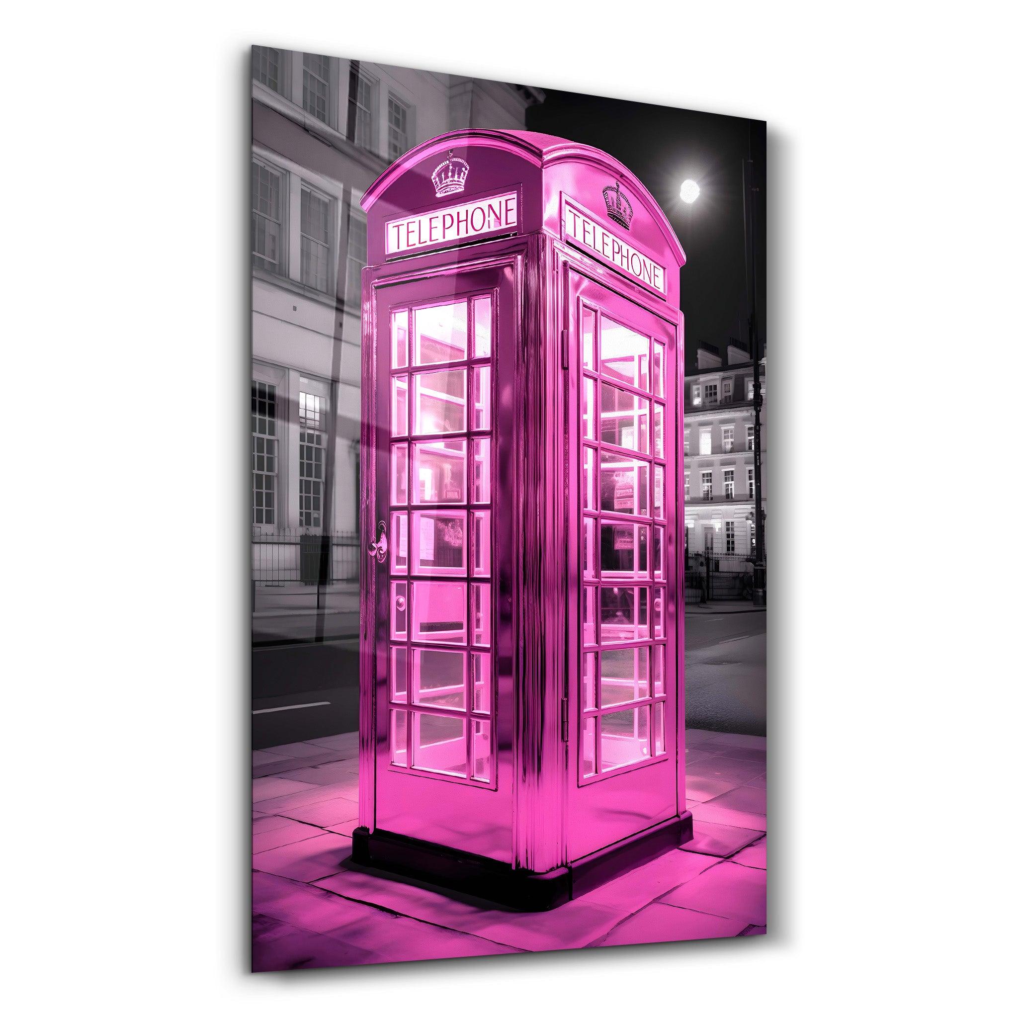Pink Retro Telephone Booth | Glass Wall Art – Artdesigna