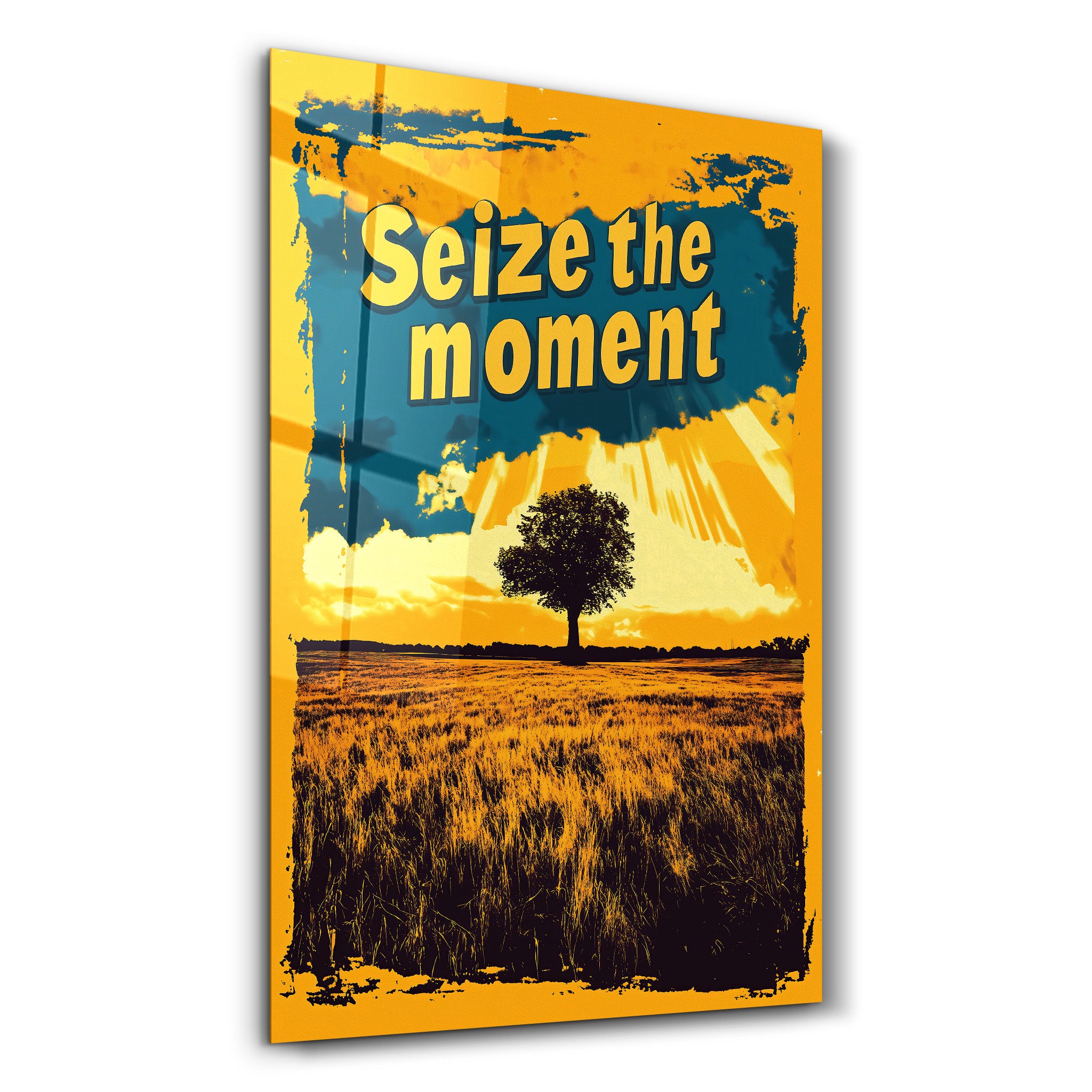 Seize the Moment - Motivational Glass Wall Art – Artdesigna