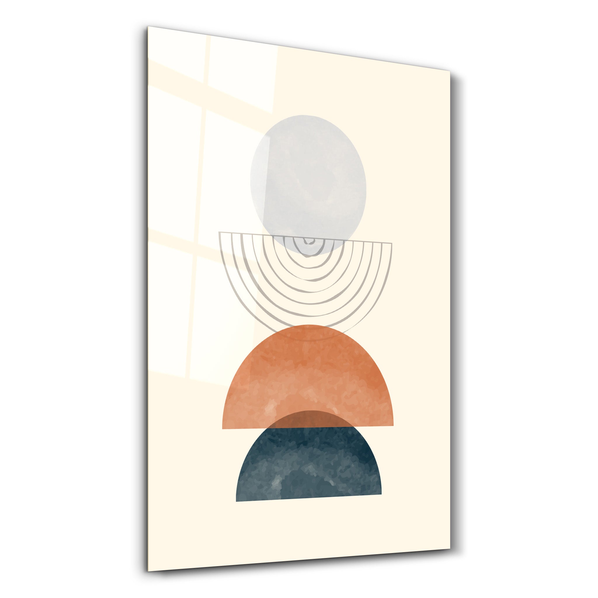 Stacked Harmony in Soft Neutrals | Glass Wall Art – Artdesigna