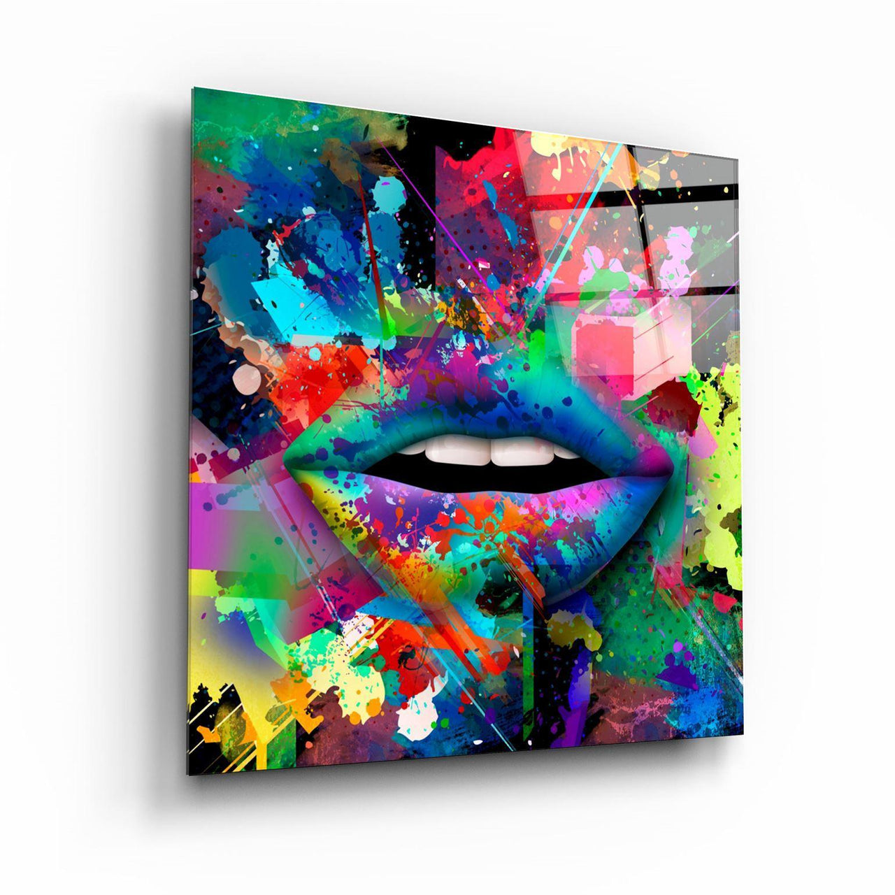 Abstract Lips"・Glass Wall Art – Artdesigna
