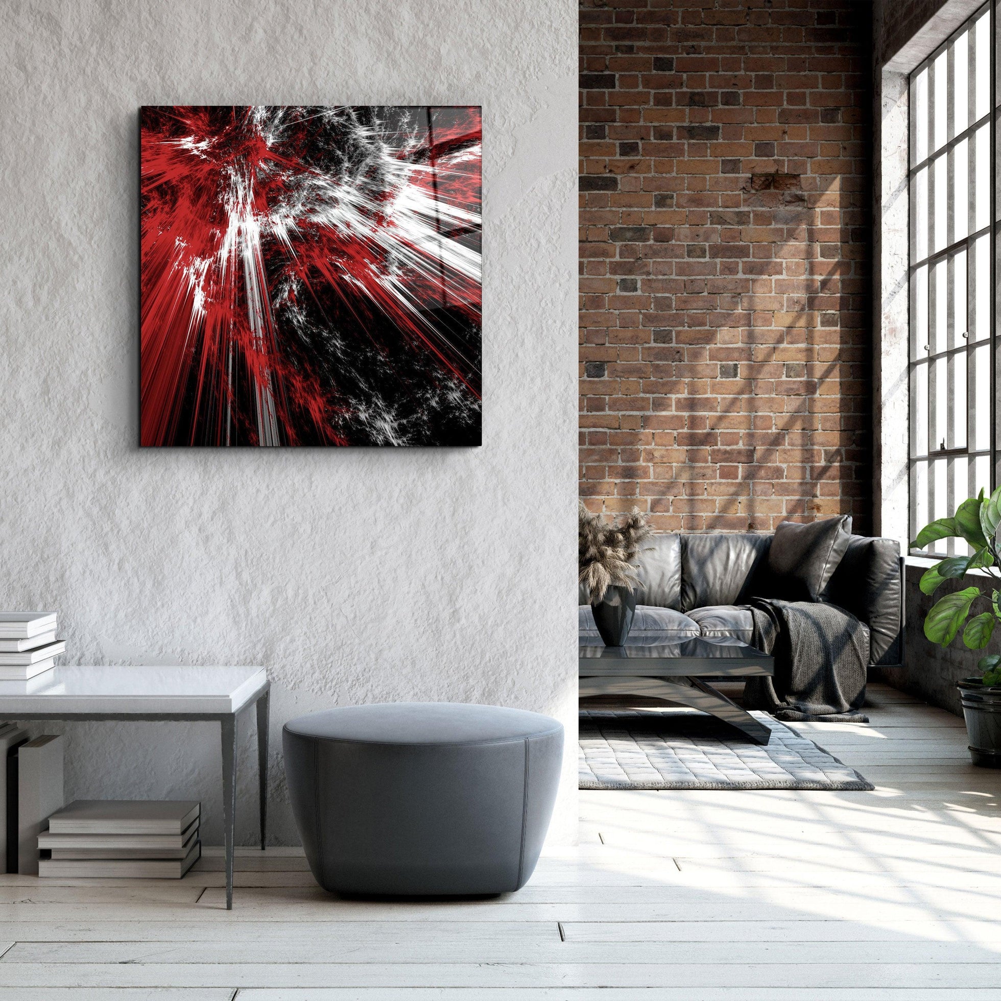 Red Explosion"・Glass Wall Art – Artdesigna