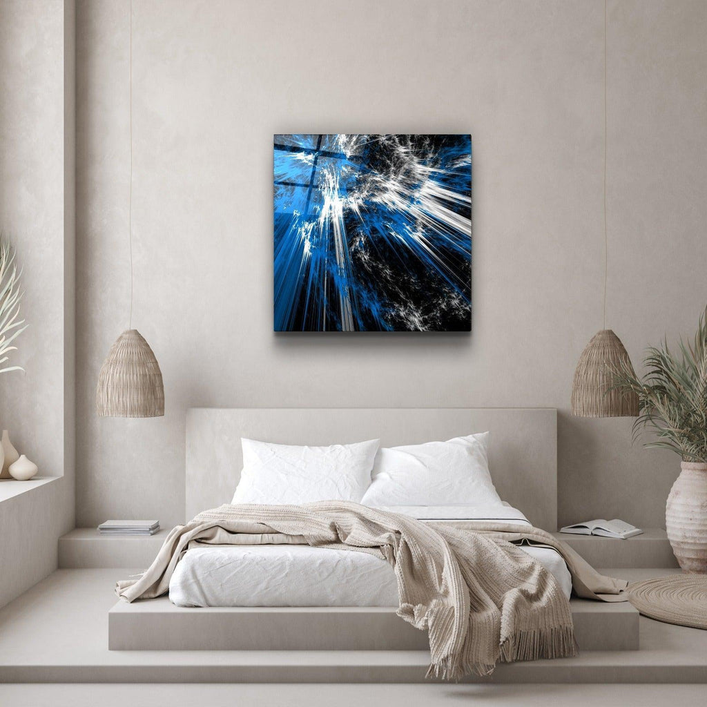 Blue Explosion"・Glass Wall Art – Artdesigna