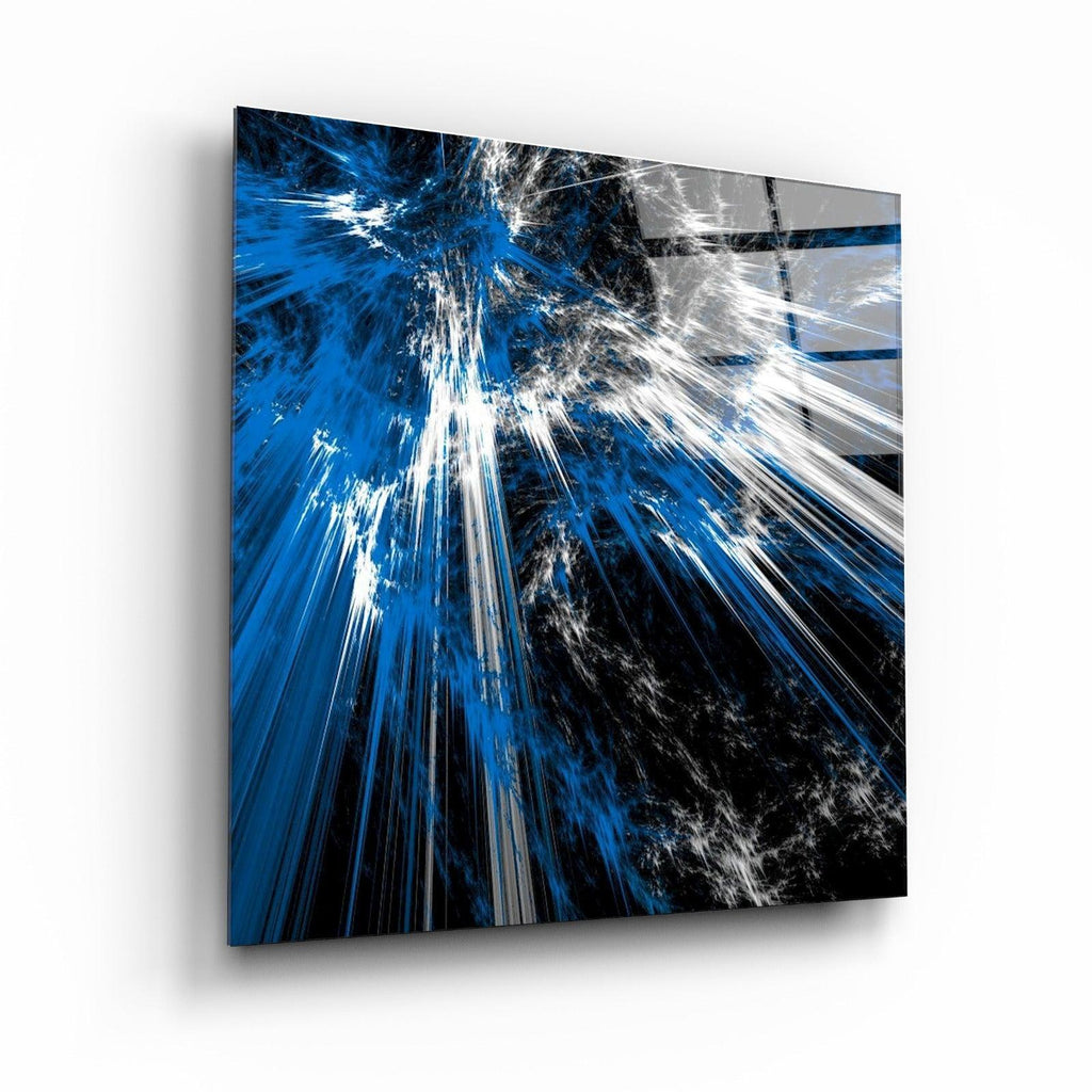 Blue Explosion"・Glass Wall Art – Artdesigna